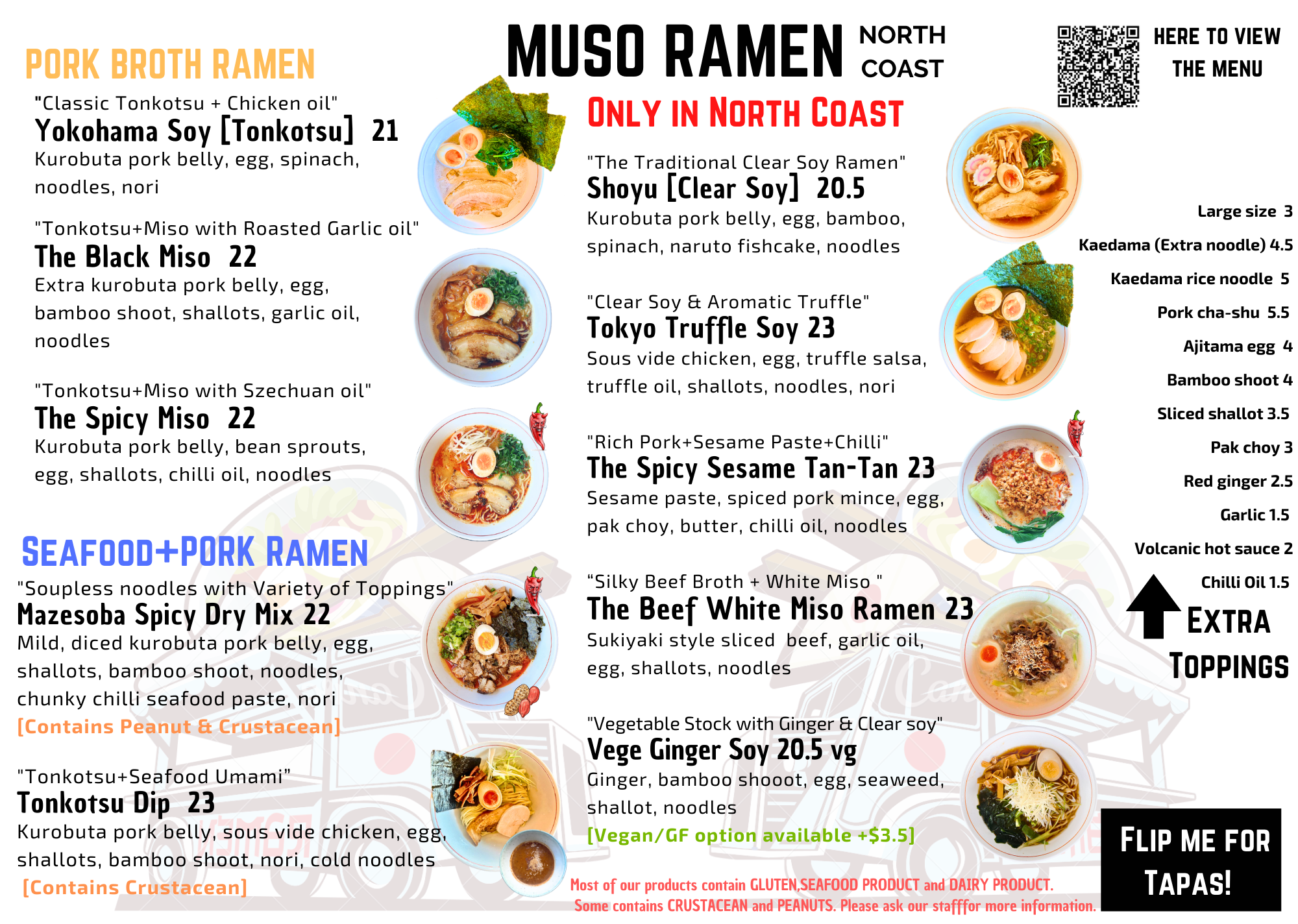 North Coast menu | Muso Ramen