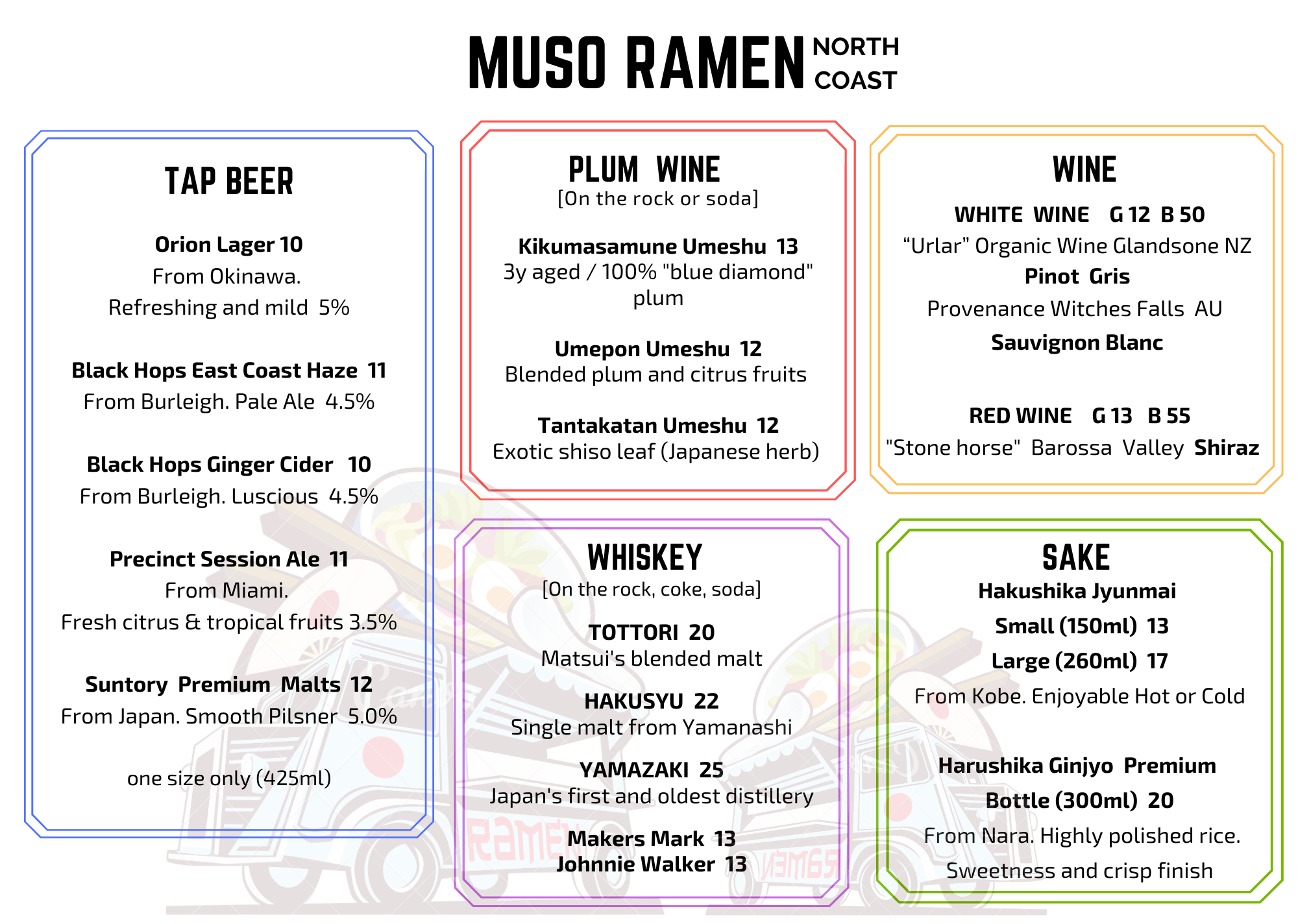 North Coast menu | Muso Ramen